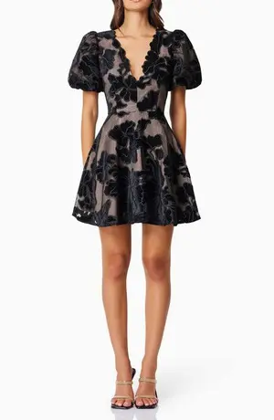 ELLIATT Zara Flower Appliqué Mini Dress - Black