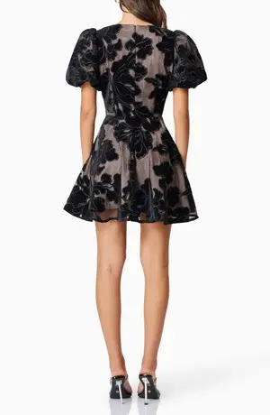 blue color dress Lucia Sheer Sleeve Ruched Mini Dress