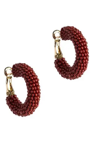 Deepa Gurnani Deepa Gurnani Archie Hoop Earrings Maroon