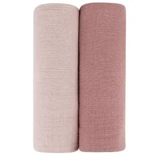 ELY'S & CO. Cotton Muslin Swaddle Blanket 2 Pack Cranberry /dusty Pink