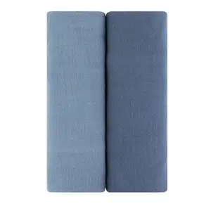 ELY'S & CO. Cotton Muslin Swaddle Blanket 2 Pack - Saphhire Blue/indigo Blue