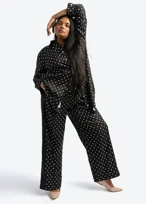 SEE ROSE GO Polka Dot Wide Leg Pants