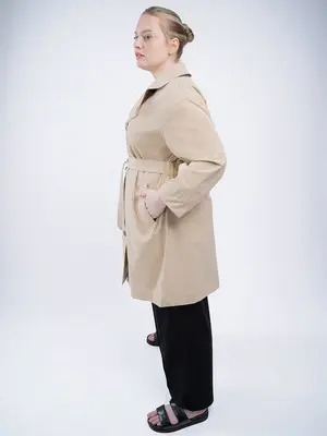 SEE ROSE GO Tech Twill Trench Coat - Stone