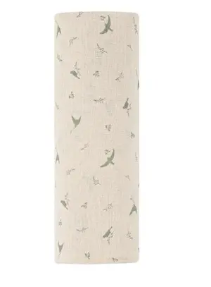 ELY'S & CO. Cotton Muslin Swaddle Blanket 1 Pack - Sage Bird