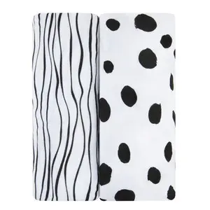 ELY'S & CO. Baby Fitted Bassinet Sheet 2 Pack Black & White Abstract