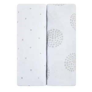 ELY'S & CO. Baby Fitted Bassinet Sheet 2 Pack Grey Dottie