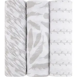 ELY'S & CO. Cotton Muslin Swaddle Blanket 3 Pack Classic Grey