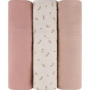 ELY'S & CO. Cotton Muslin Swaddle Blanket 3 Pack - Pink Floral
