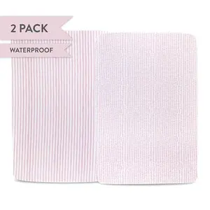 ELY'S & CO. Baby Fitted Waterproof Crib Sheet Set 2 Pack - Mauve Stripes & Splash