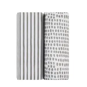 ELY'S & CO. Baby Fitted Waterproof Crib Sheet Set 2 Pack - Taupe Stripes & Splash