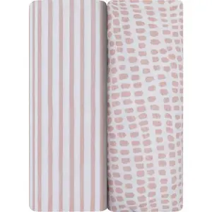 ELY'S & CO. Baby Fitted Waterproof Bassinet Sheet 2 Pack - Mauve Pink Stripes & Splash