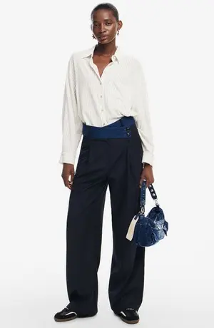 Desigual Garona Pinstriped Wide Leg Pants