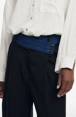 Desigual Garona Pinstriped Wide Leg Pants