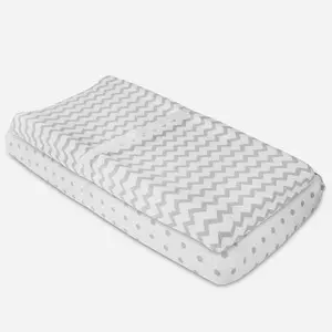 ELY'S & CO. Baby Fitted Waterproof Changing Pad Cover Sheets 2 Pack - Grey Chevron & Polka Dot