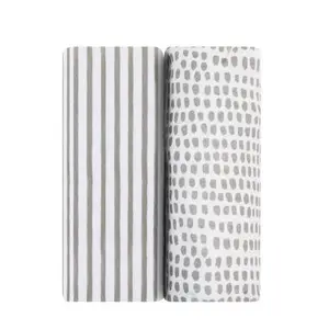 ELY'S & CO. Baby Fitted Waterproof Changing Pad Cover Sheets 2 Pack - Taupe Stripes & Splash