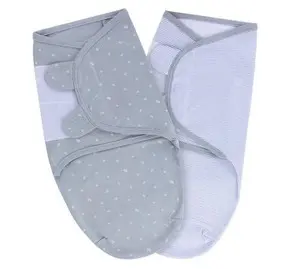 ELY'S & CO. Adjustable Swaddle Blanket 2 Pack Blue Leaf & Stripes