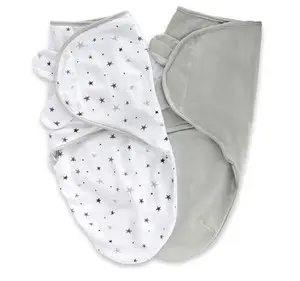 ELY'S & CO. Adjustable Swaddle Blanket 2 Pack - Grey Stars