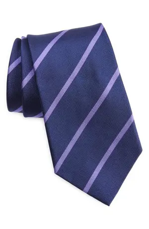 Ralph Lauren Ralph Lauren Purple Label Super Repp Stripe Neck Tie Navy/ Lavender
