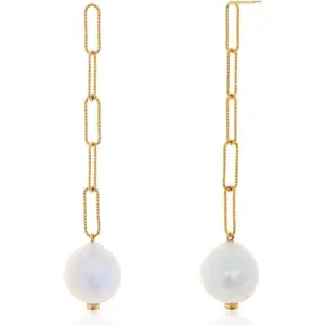 Monica Vinader Baroque Pearl Drop Earrings - Gold/pearl