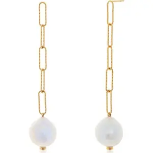 Monica Vinader Baroque Pearl Drop Earrings - Yellow Gold