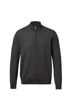 CHARLES TYRWHITT Pure Merino Full Zip Through Cardigan - Grey
