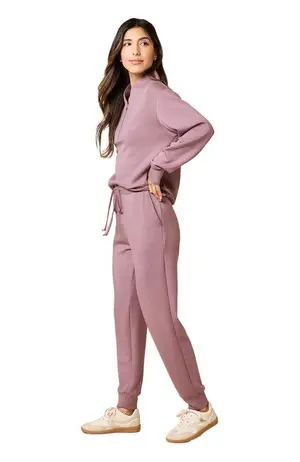 SOFTIES Athleisure Dreamtech 1/4 Zip Jogger Set - Driftwood