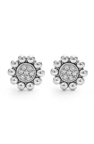 Lagos Caviar Spark Diamond Stud Earrings - Sterling Silver
