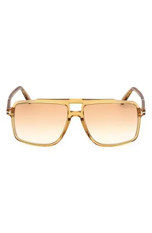 TOM FORD Kemp 59mm Navigator Sunglasses - Shiny Yellow / Gradient Brown