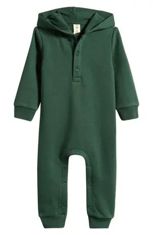 TUCKER + TATE Cozy Hooded Romper Green Pinecone