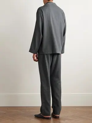 Thom Sweeney Camp-collar Cotton And Cashmere-blend Twill Pyjama Set