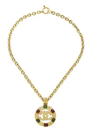 Chanel Gripoix Filigree Pendant Necklace - Gold