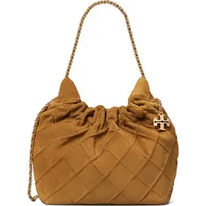 Tory Burch Fleming Suede Mini Hobo - Chicory Brown