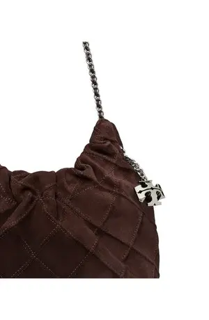 Tory Burch Fleming Suede Mini Hobo - Licorice