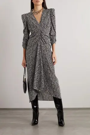Isabel Marant Albini Gathered Printed Midi Dress