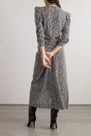 Isabel Marant Albini Gathered Printed Midi Dress