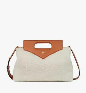 Mcm Soft Diamond Shearling And Leather Shoulder Bag