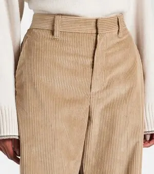 Brunello Cucinelli High-rise Wide-leg Corduroy Trousers - Beige