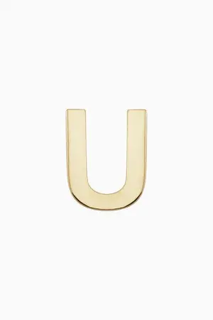 ORADINA 14k Gold Initial Stud Earring Letter U