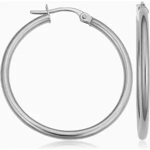 ORADINA 14k Gold Hoop Earrings - White Gold