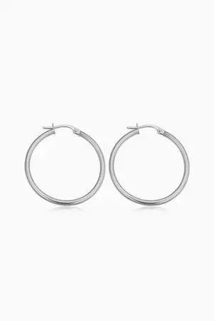 ORADINA 14k Gold Hoop Earrings - White Gold