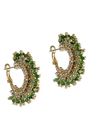 Deepa Gurnani Deepa Gurnani Sierra Hoop Earrings Emerald
