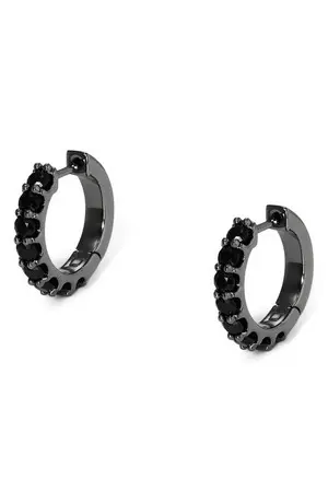 Nadri Crystal Huggie Hoop Earrings - Black