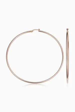 ORADINA 14k Gold Oversized Hoop Earrings - Rose Gold