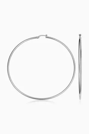 ORADINA 14k Gold Oversized Hoop Earrings - White Gold