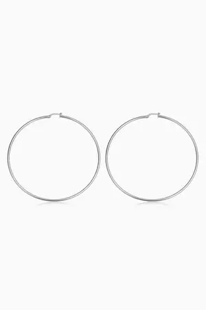 ORADINA 14k Gold Oversized Hoop Earrings - White Gold