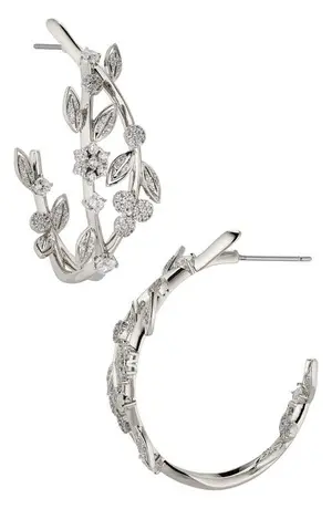 Nadri Midsommer Cubic Zirconia Hoop Earrings - Rhodium