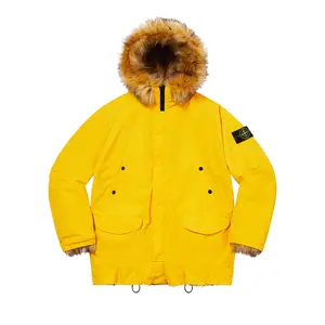 Supreme X Stone Island Formula Steel Reversible Faux Fur Parka - Yellow