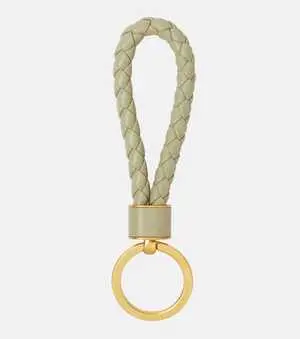 Bottega Veneta Intreccio Leather Keyring - Green
