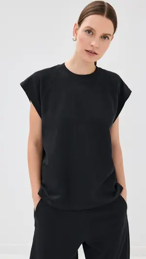 Tibi Sleeveless French Terry Top - Black