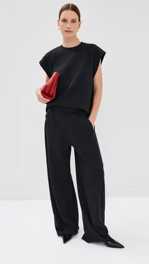 Tibi Sleeveless French Terry Top - Black